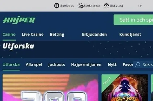 Hajper Casino » 100% upp till 5 000 kr & 10 Free Spins【2024】